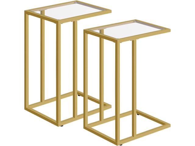 Click here for HOOBRO C Shaped End Table Set of 2  Tempered Glass... prices