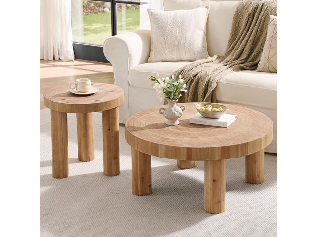 Click here for RUSTOWN 2-Piece Round Farmhouse Coffee Table  Rust... prices