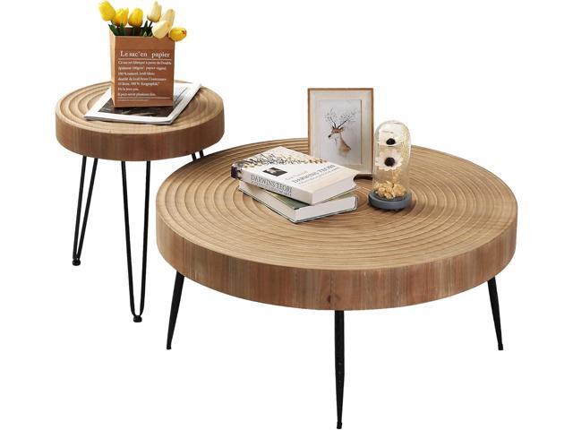 Click here for RUSTOWN Farmhouse Round Coffee Table Set of 2  Coc... prices