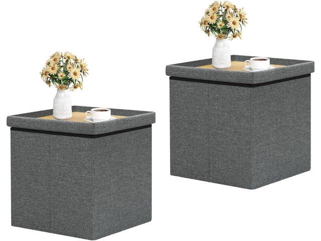 Click here for B FSOBEIIALEO Storage Ottoman with Tray  Linen Sma... prices