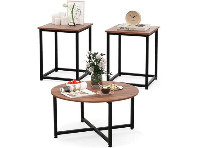 Click here for COSTWAY Coffee Table Set of 3  Round Wood Grain Co... prices