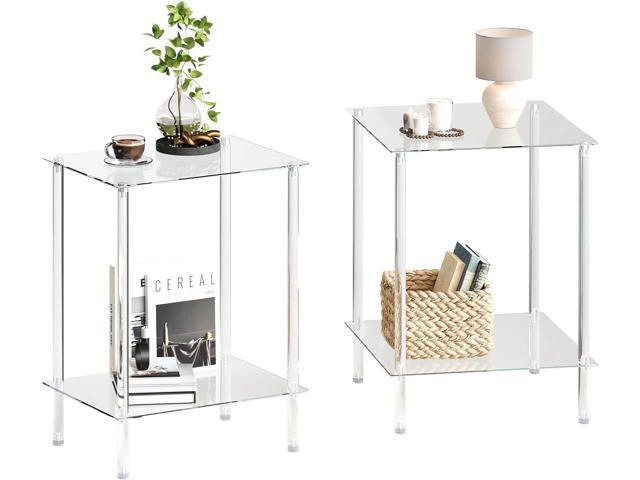 Click here for empered Glass Side Tables Set of 2 Acrylic End Tab... prices