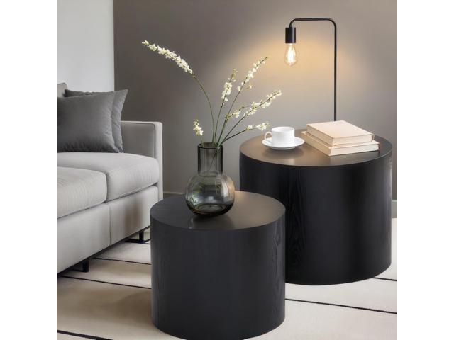 Click here for Wood Nesting Coffee Table Set of 2  Modern Round C... prices