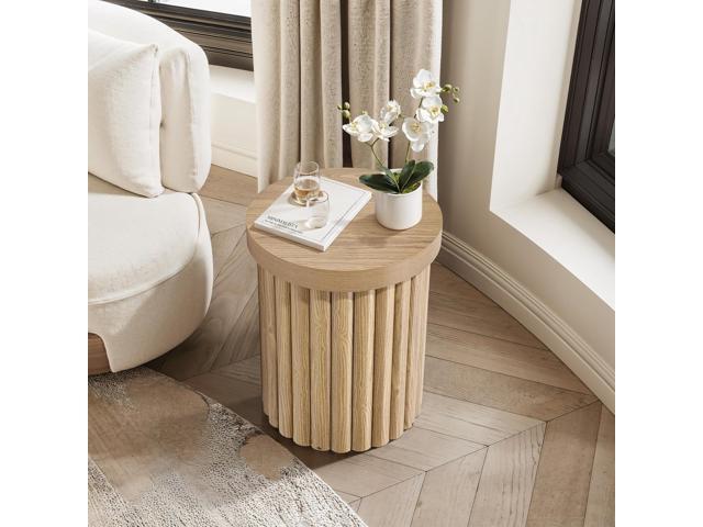 Click here for LuxenHome Wood Round Side Table  19 Fluted End Tab... prices