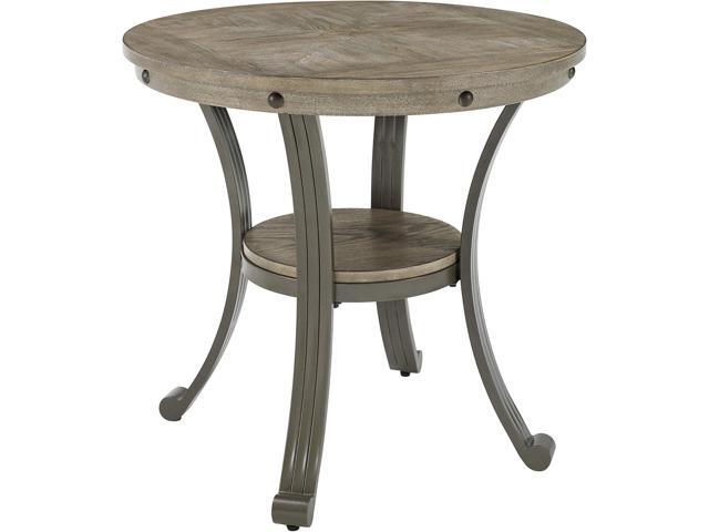 Click here for Powell Pewter Metal and Rustic Wood Side Table Fra... prices