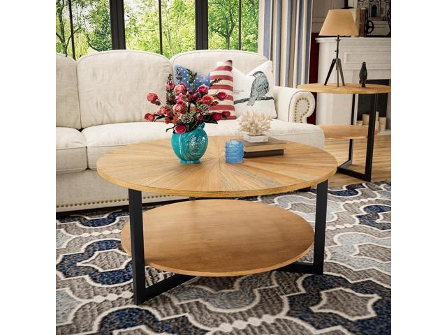 Click here for Round Coffee Table with Storage Shelf  33.5in Circ... prices