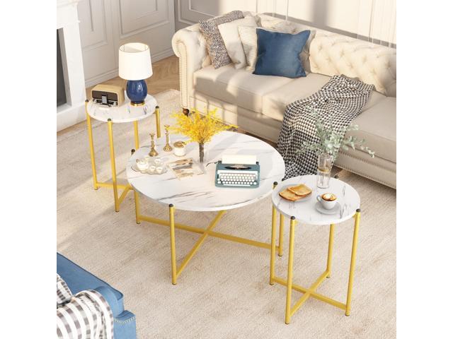 Click here for Lamerge Coffee Table Set of 3 Modern Faux Marble T... prices