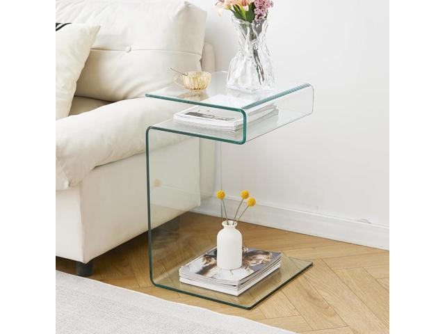 Click here for Glass Nightstand End Table  S-Shape Bedside Tables... prices
