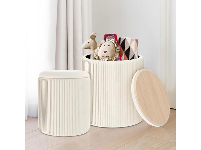 Click here for 2PC Round Velvet Ottoman with Storage & Upholstere... prices