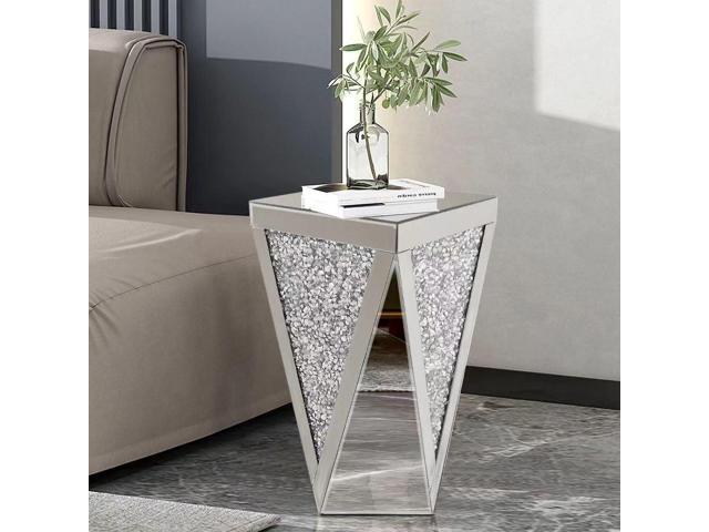 Click here for Pregaspor Silver Mirrored End Table  Crystal Inlay... prices