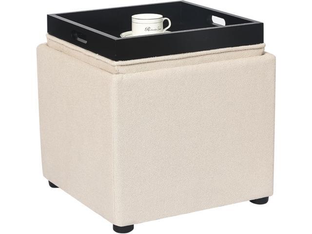 Click here for Joveco Storage Square Ottoman with Tray  Small Lin... prices