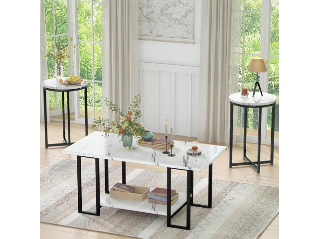 Click here for Lamerge 3 Pieces Living Room Table Set  Faux Marbl... prices