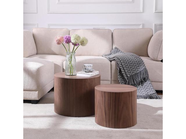 Click here for Nesting Coffee Table Set of 2  Wood Round Coffee T... prices