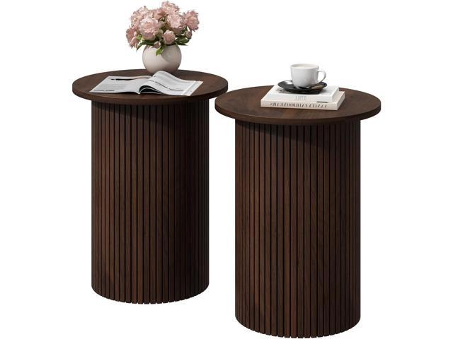 Click here for Wnutrees Round Fluted End Table  Small Accent Pede... prices