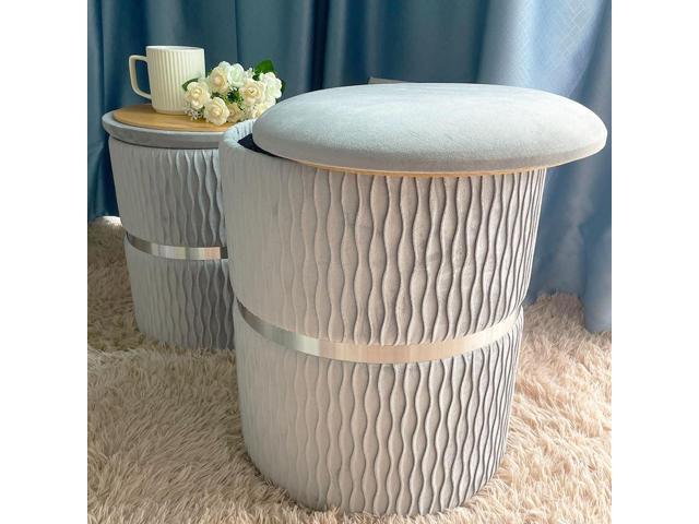 Click here for SOFT ASS Round Storage Ottoman with Silver Metal H... prices