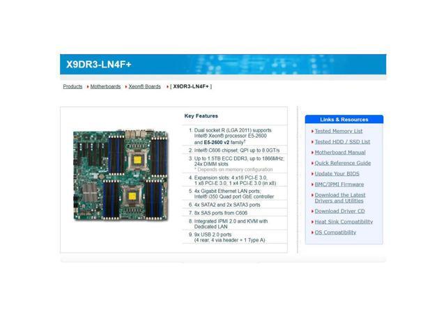 Click here for X9DR3-LN4F+ For PC Motherboard LGA2011 E5-2600 V1/... prices