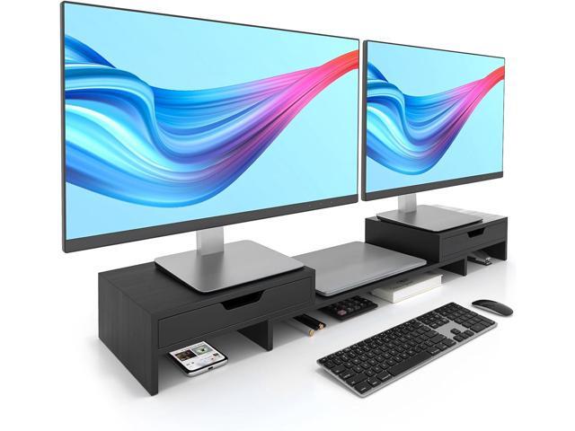 Click here for Dual Monitor Riser with Two Drawers for Desk  Bamb... prices
