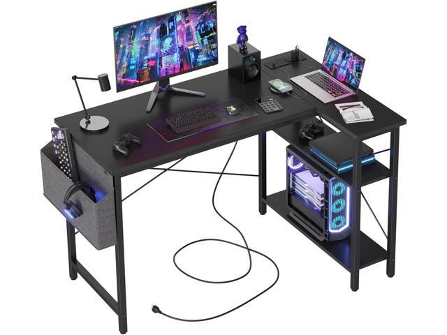 Click here for TIQLAB L Shaped Computer Desk with Power Outlets... prices