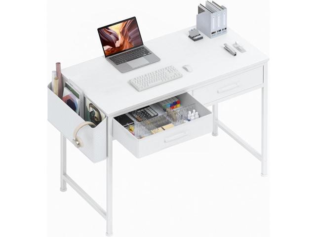 Click here for 40 Inch Desk with Fabric Drawers - White Office Co... prices