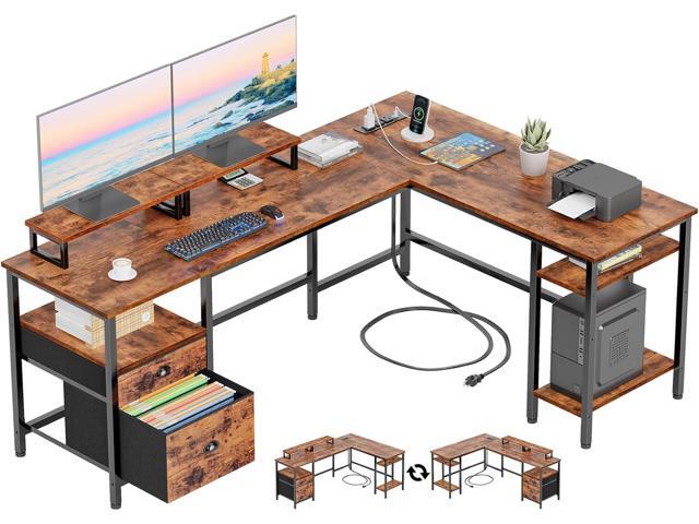 Click here for Furologee 66 L Shaped Desk with Power Outlet  Reve... prices