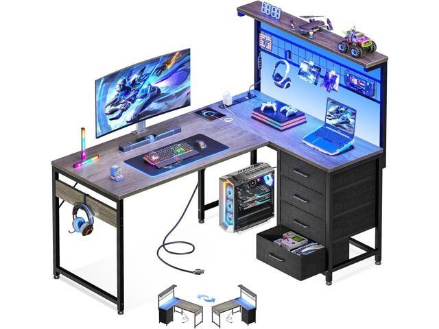 Click here for MOTPK L Shaped Gaming Desk with Shelf & 4 Drawers... prices