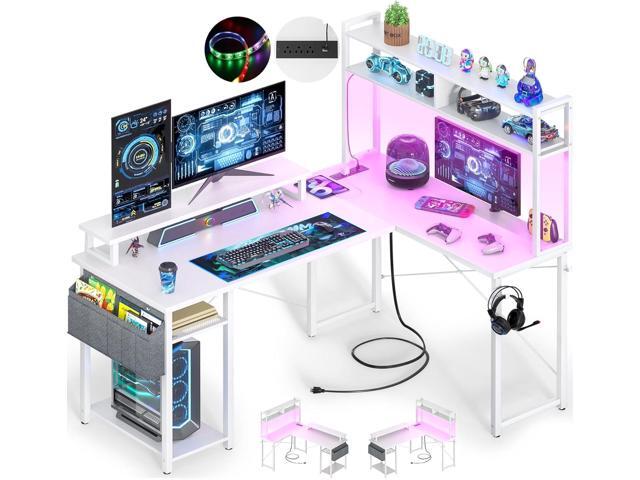 Click here for Small L Shaped Desk Gaming Desk with Power Outlets... prices