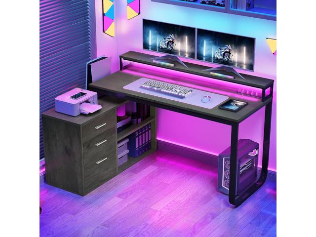 Click here for DWVO L Shaped Desk with Power Outlets  55 Computer... prices