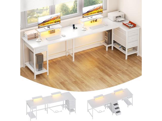 Click here for 93 White 2 Person Office Desk  Long Computer Gamin... prices