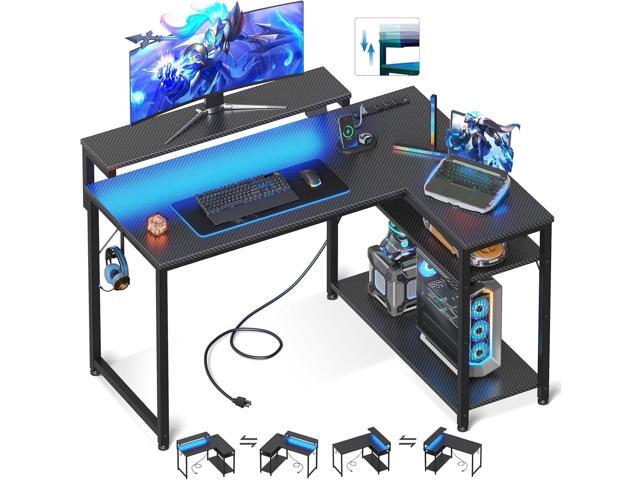 Click here for MOTPK L Shaped Gaming Desk with Power Outlet  Reve... prices
