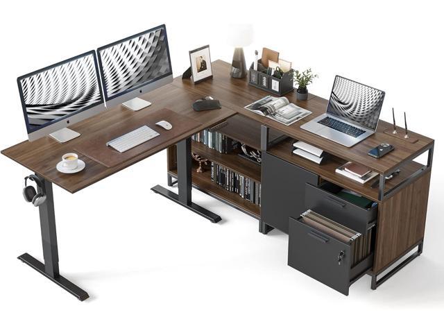 Click here for FEZIBO 66 Inch L Shaped Standing Desk with Drawers... prices