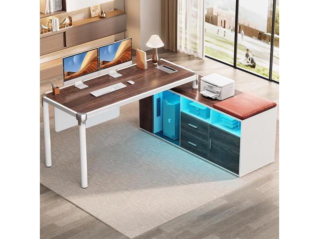 Click here for Cyclysio L Shaped Desk with File Cabinet and Outle... prices