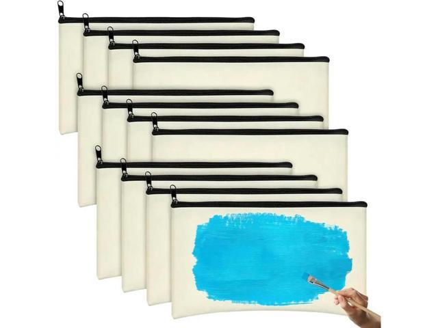 Click here for Blank Canvas Pencil Pouch  12 Pack Zipper Bag Cosm... prices