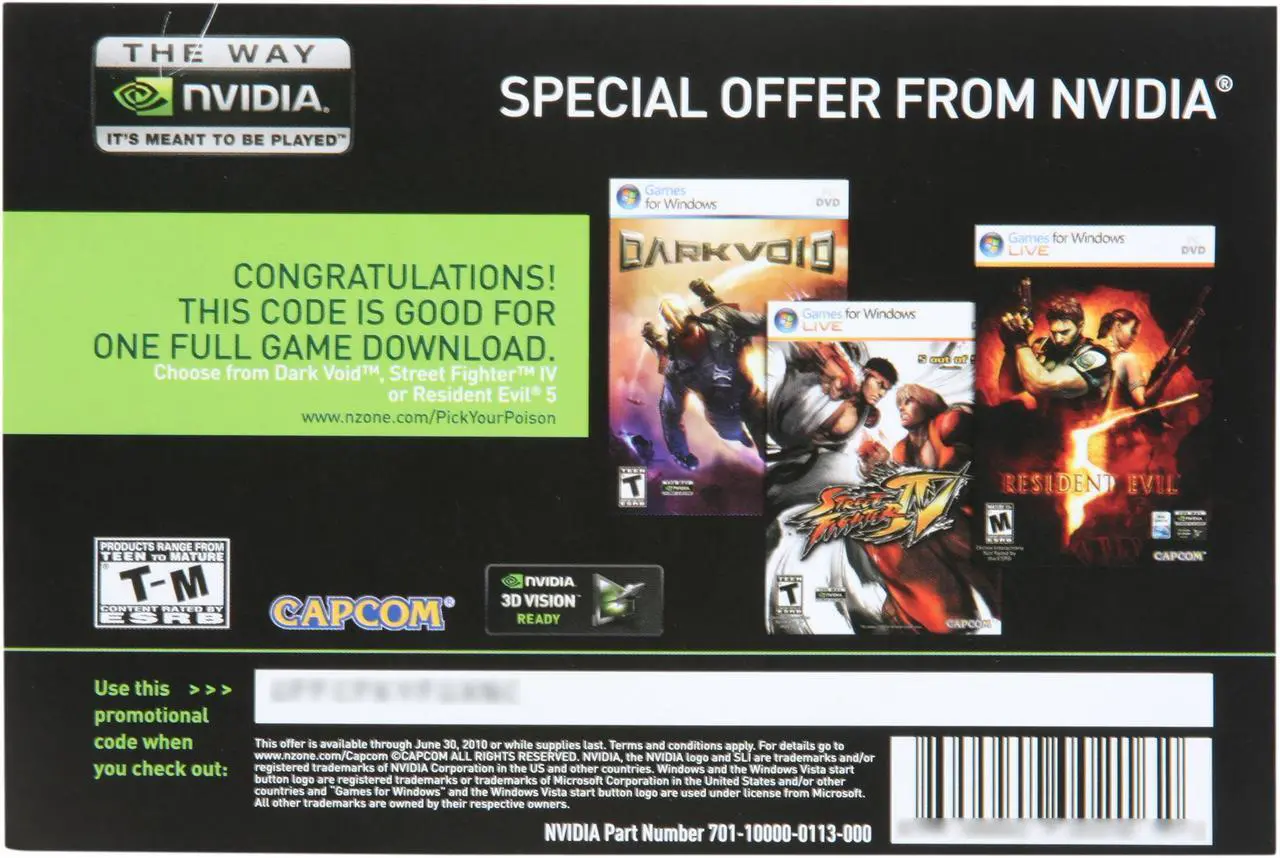 NVIDIA Gift - "Pick Your Poison" Free Game Coupon - Newegg.com