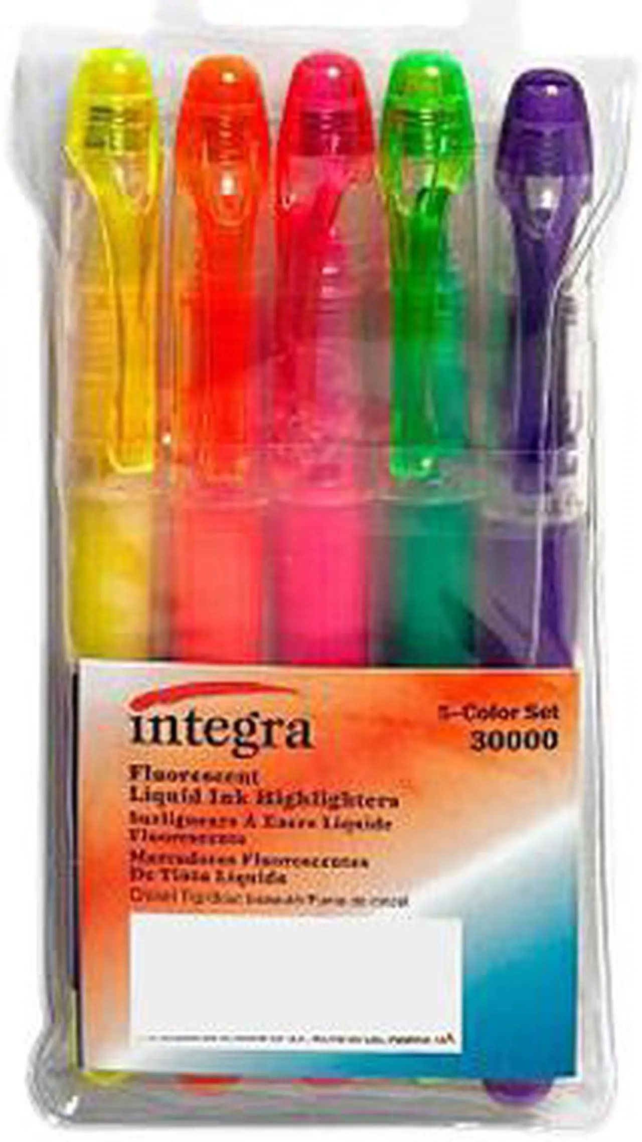 Integra Liquid Ink Highlighter Chisel Tip 5/PK Fluorescent AST 30000 ...