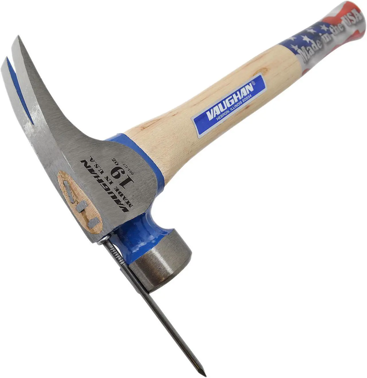 Vaughan CF2P 19 Oz 16" Smooth Face Wood Handle California Framer Hammer ...