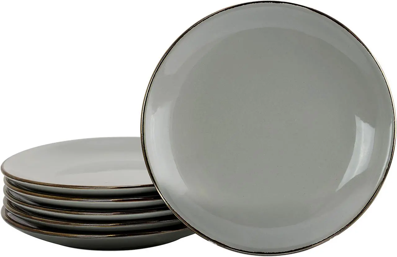 Elama Tahitian Sand 6-Piece Salad Plate Set, Light Grey - Newegg.com