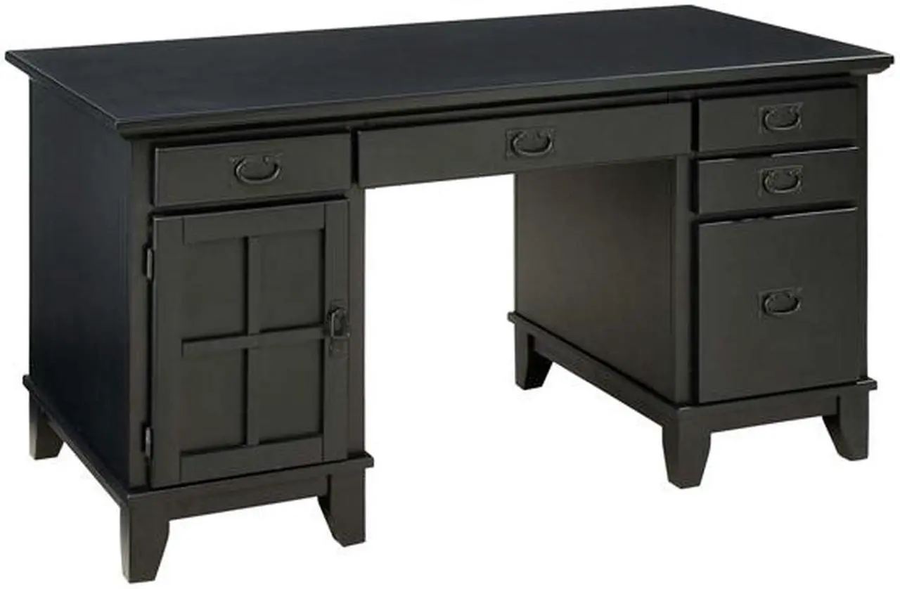 Home Styles 5181-18 Arts & Crafts Pedestal Desk Black Finish - Newegg.com