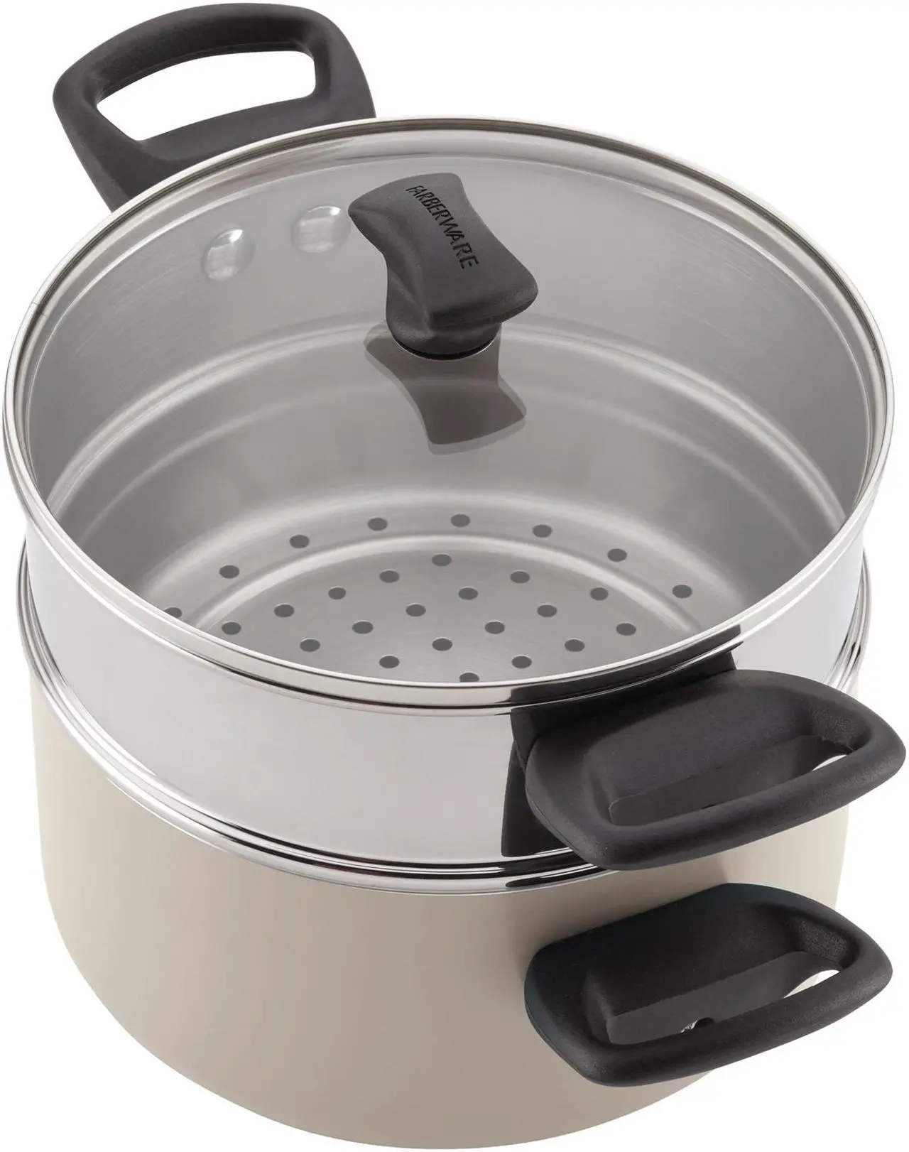 Farberware Nonstick Aluminum Covered Saucepot & Steamer Insert, 3-Quart ...