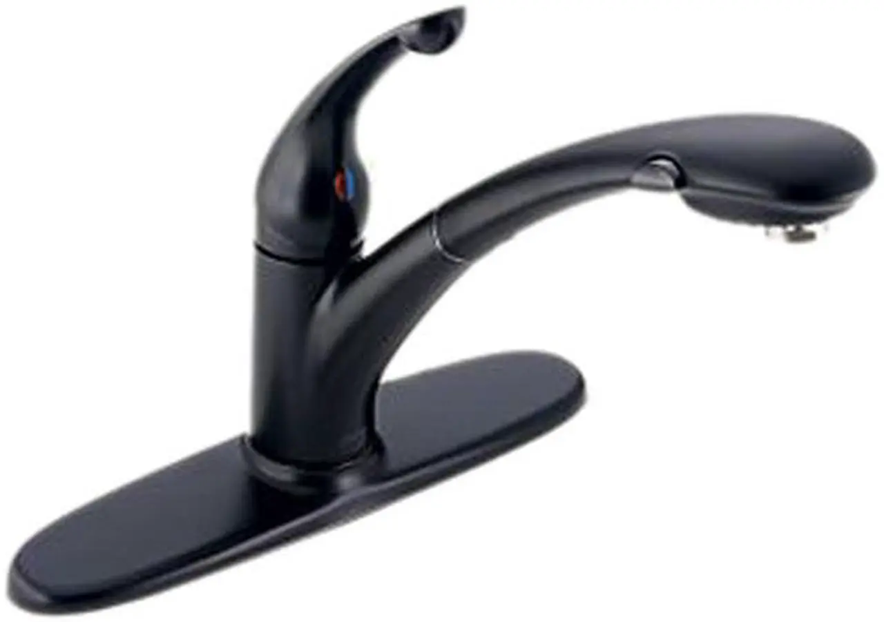 DELTA 470-BL-DST Signature Single Handle Pull-Out Kitchen Faucet Black ...
