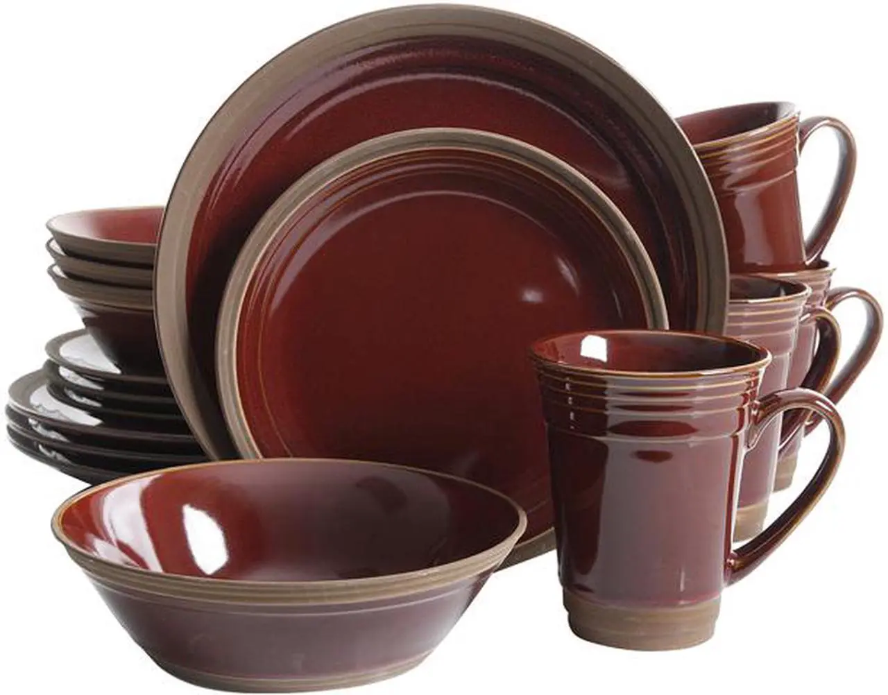 Gibson Overseas Brynn 16 Piece Dinnerware Set, Burgundy - Featuring ...