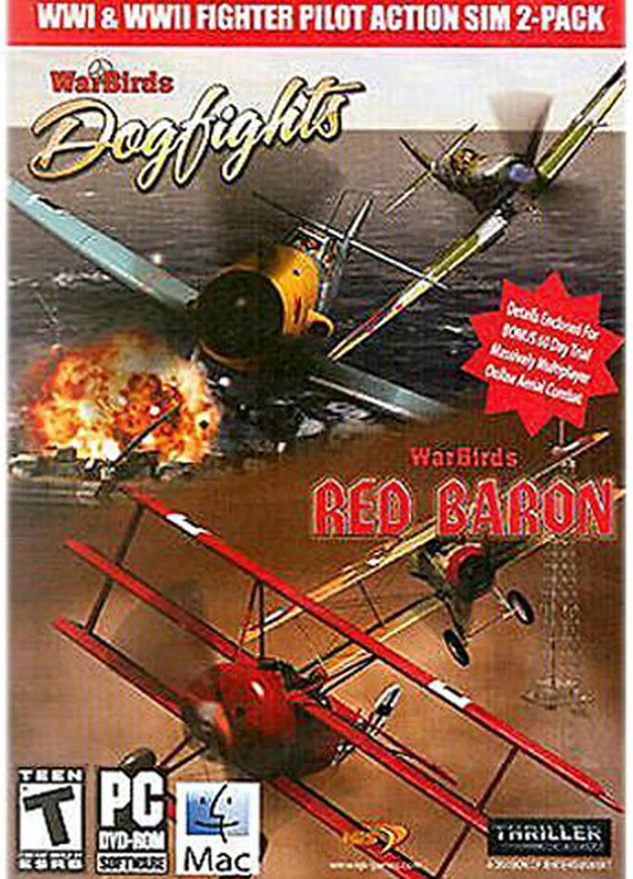 Warbirds WWI & WWII Fighter Pilot 2-Pack (Dogfights & Red Baron) PC New ...