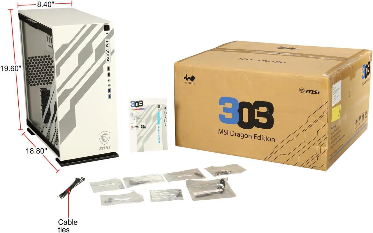 IN WIN 303 MSI Dragon White SECC / Tempered Glass ATX Mid Tower ...