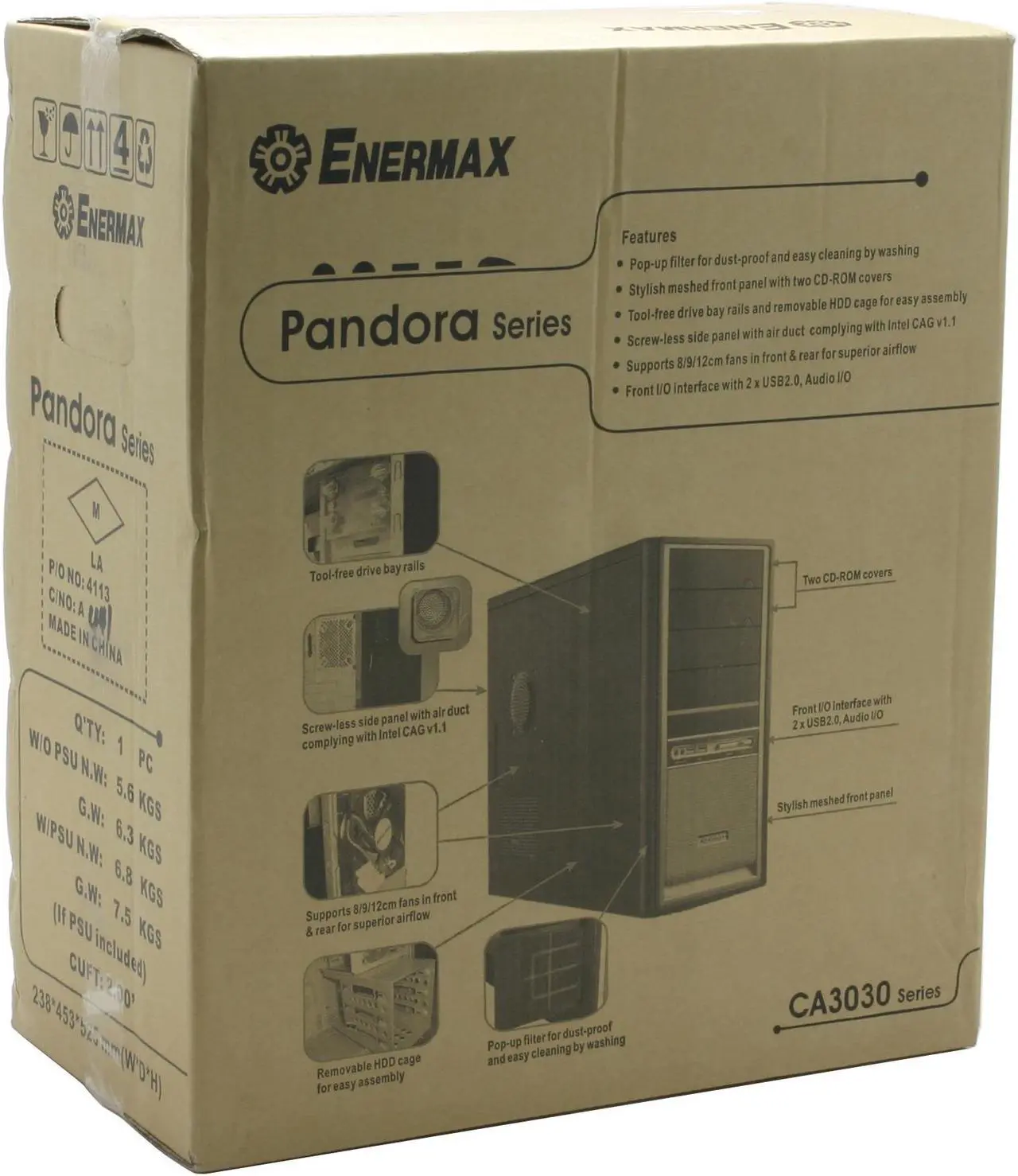 ENERMAX Pandora CA3030-BS Black/Silver Computer Case - Newegg.com
