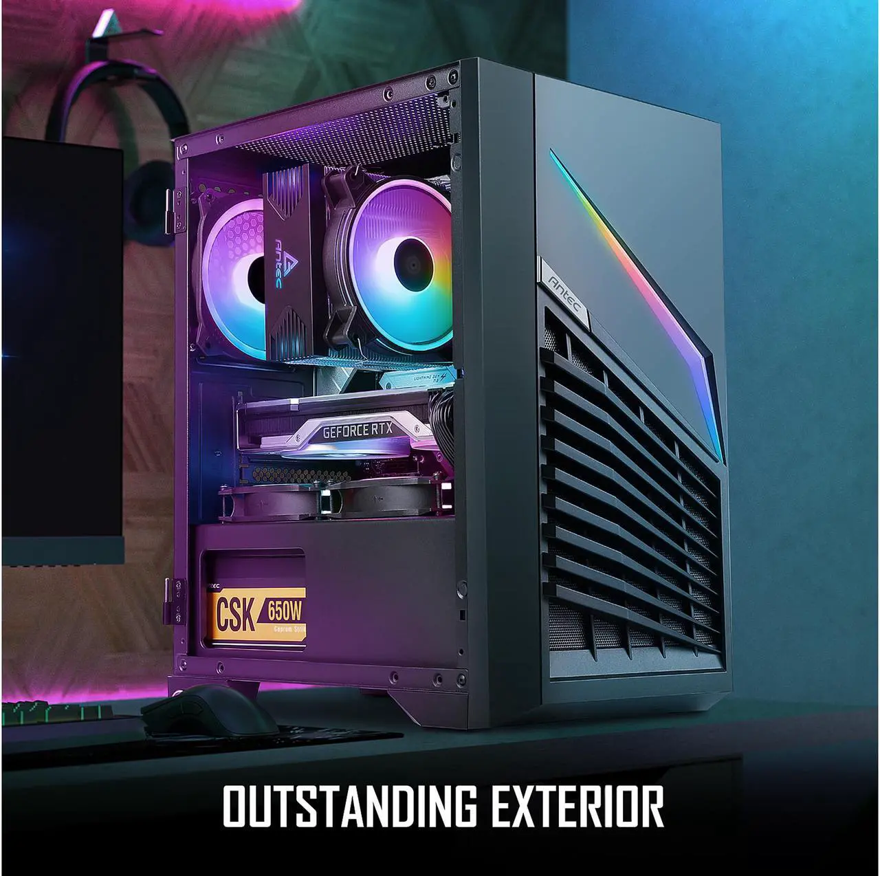 Antec Dark Phantom Series DP31 Mini-Tower M-ATX Gaming Case, Claw ...