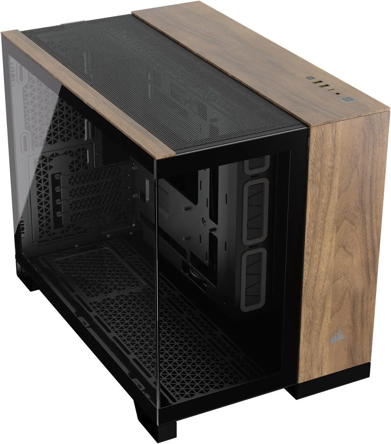 CORSAIR 2500X Micro ATX Dual Chamber PC Case, Black/Walnut, CC-9011286 ...