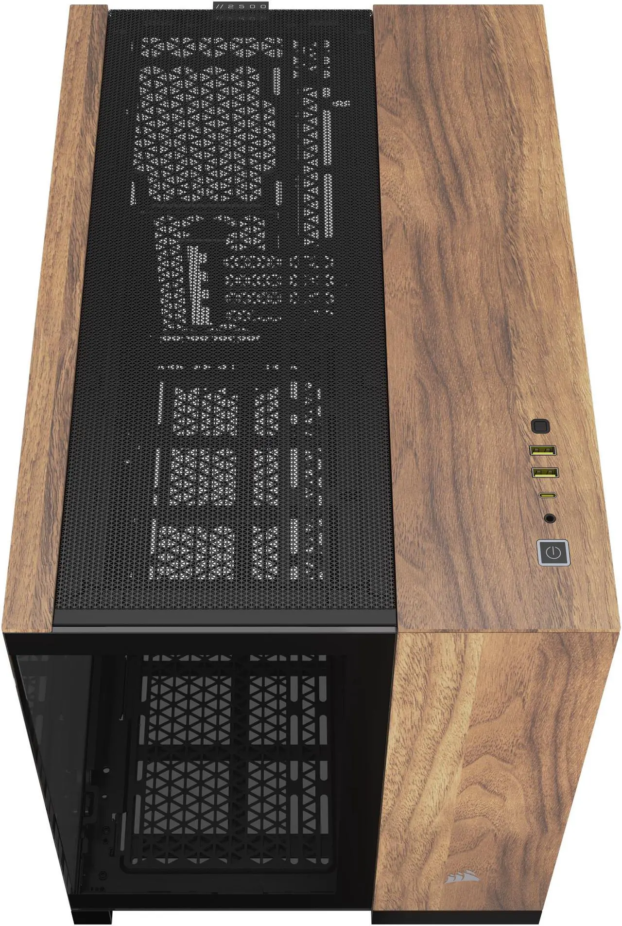 CORSAIR 2500X Micro ATX Dual Chamber PC Case, Black/Walnut, CC-9011286 ...