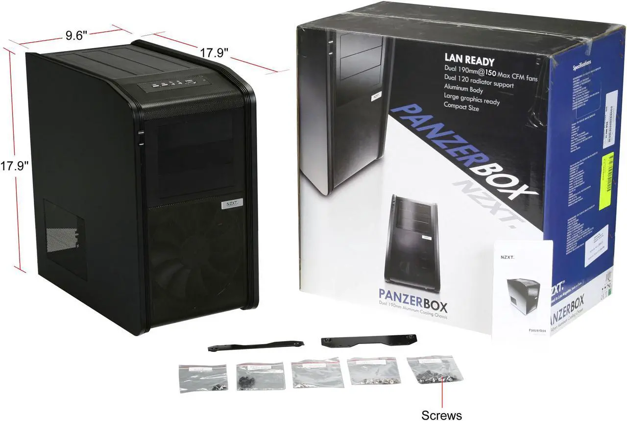 NZXT CS-NT-PANZER-B PANZERBOX Black Welded Aluminum ATX Mid Tower with ...