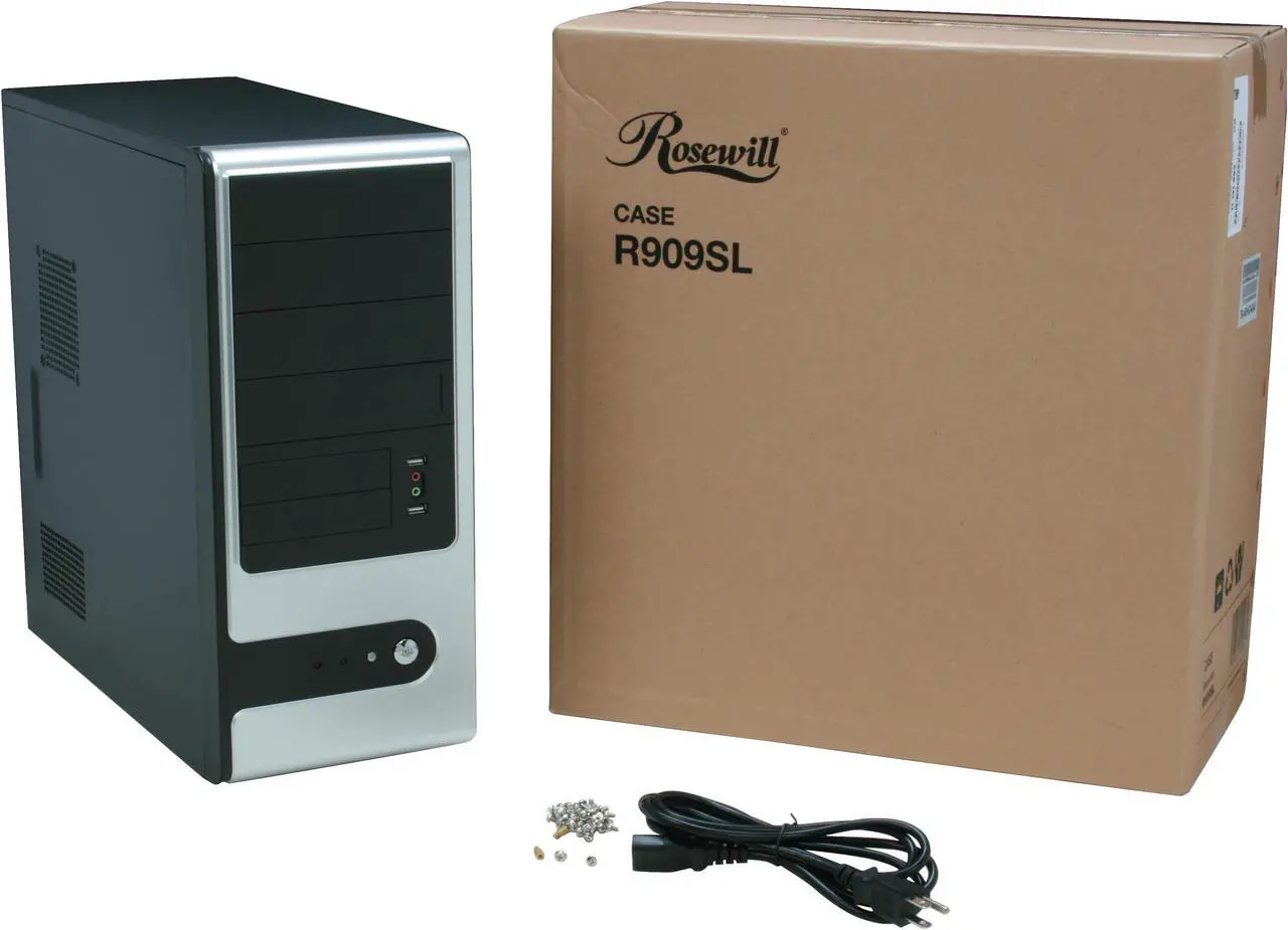 Rosewill R909SL Black/Silver Steel ATX Mid Tower Computer Case with 24 ...