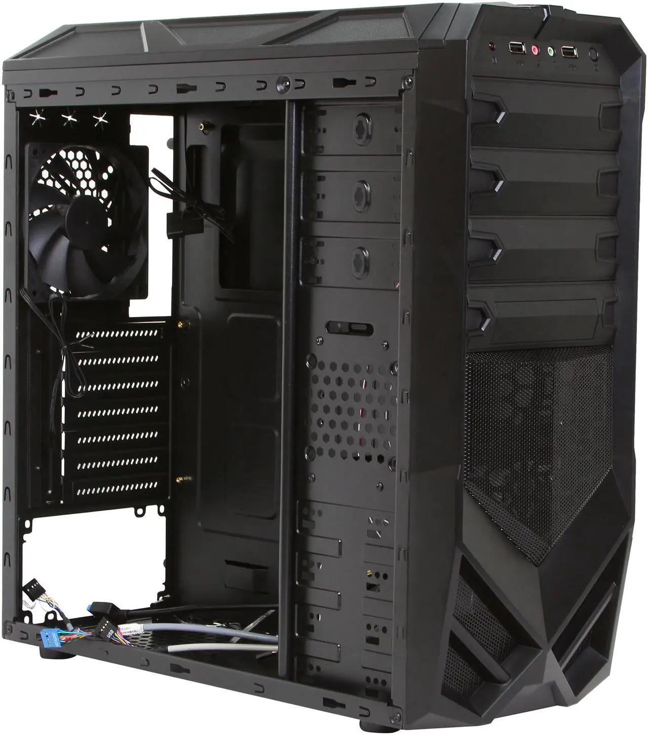 Open Box: Rosewill - Black Gaming ATX Mid Tower Computer Case - Three ...