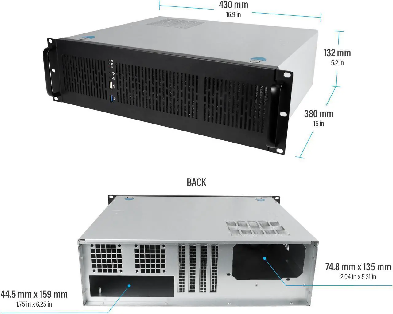 Open Box: Rosewill 3U Server Chassis Rackmount Case, 6x 3.5" Bays, ATX ...